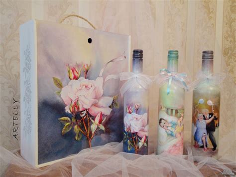 Бутилки за наричане подарък за младоженци Сувенир Ръчно изработени Бутилки за нарича