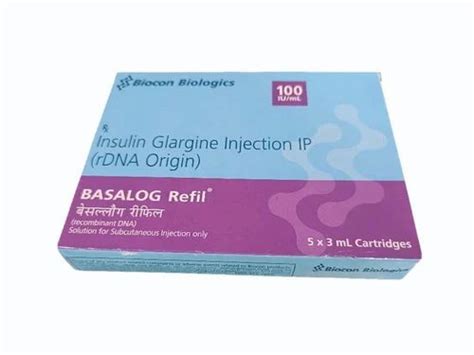 Basalog Refil Insulin Glargine Injection 100 Iu Ml Packaging Size 5 X 3 Ml Cartridges At