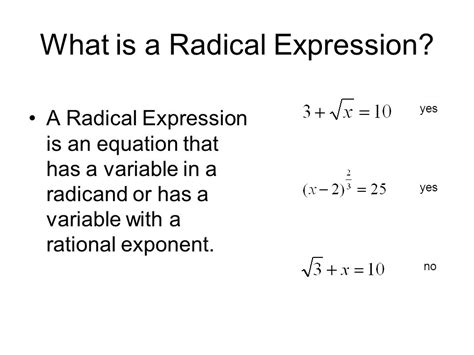 Radical Expressions With Variables