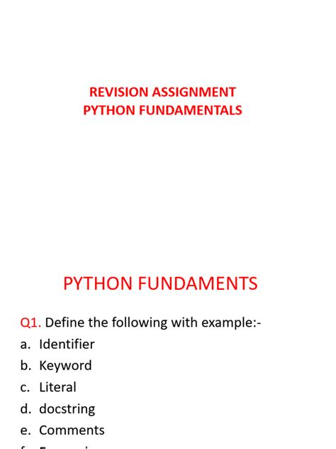 8th Sept Revison Python Fundmentals Pdf