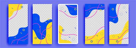 소셜 네트워크 이야기 벡터 일러스트 레이 션에 대 한 최신 유행 편집 템플릿 소셜 미디어에 대 한 디자인 배경입니다 자동 포스트 프로덕션 필터에 대한 스톡 벡터 아트 및