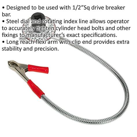 Professional Clip On Angular Torque Gauge With Long Reach Flexi Arm Professional Clip On Angular Torque Gauge With Long Reach Flexi Arm