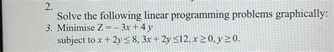 solved solve the following linear programming problems