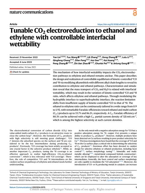 Pdf Tunable Co2 Electroreduction To Ethanol And Ethylene With
