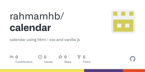 Github Rahmamhb Calendar Calendar Using Html Css And Vanilla Js