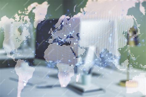 Premium Photo Abstract Creative Digital World Map On Modern Computer Background Globalization