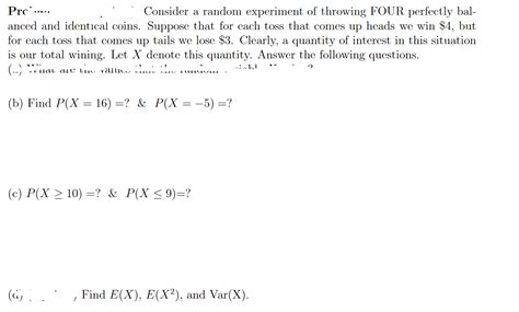 solved prc consider a random experiment of throwing four