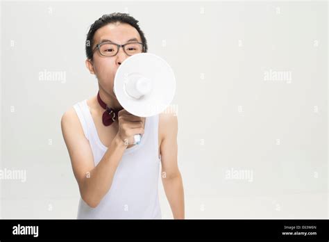 Funky Man With Loud Speaker Stock Photo Alamy