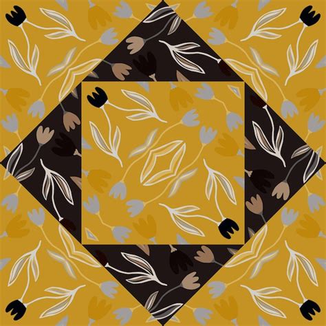 Premium Vector Hand Drawn Flowers Mosaic Seamless Pattern Vintage Floral Ornament Abstract