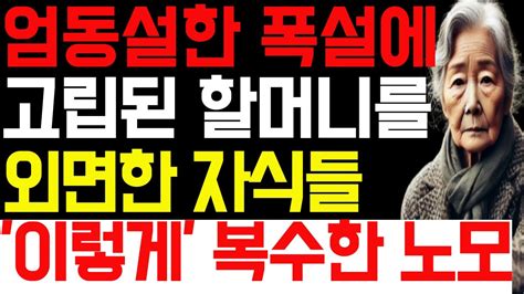 엄동설한 폭설에 고립된 할머니를 철저하게 외면한 자식들에게 복수한 노모의 사연 Youtube