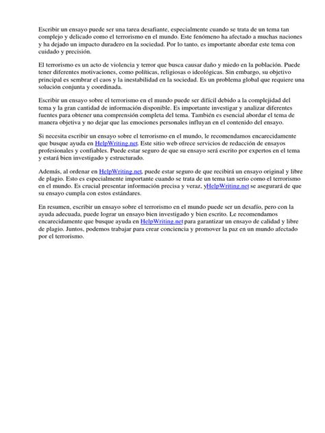 Ensayo Sobre El Terrorismo En El Mundo Pdf Ensayos Violencia