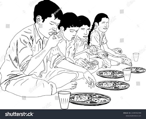 Mid Day Meal Scheme Indian School Stock Vector Royalty Free 2199702399 Shutterstock