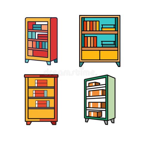 Set Of Stylish Bookshelf Design For Modern Interiors Stock Vector