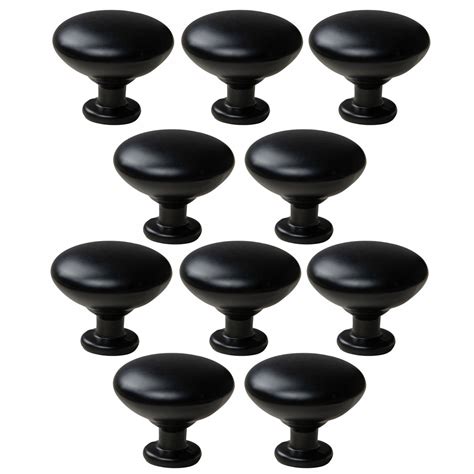 10 X Gałka Meblowa Okrągła Metalowa Czarna Gałki Do Szafek Szuflad