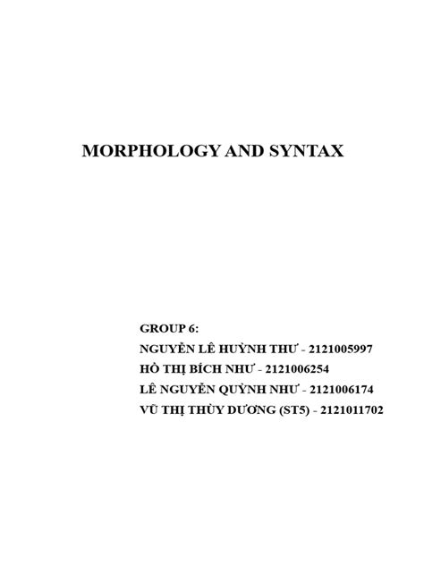 morphology and syntax pdf
