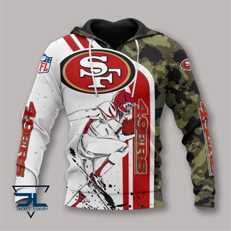 San Francisco 49ers Nfl Camo Pattern Player Graphic 3d Printed Pullove