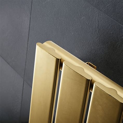 Milano Alpha Brushed Brass Flat Panel Vertical Designer Radiator