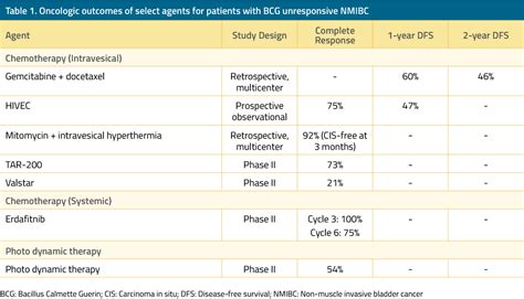 Bcg Unresponsive Non Muscle Invasive Bladder Cancer Review Of Intravesical Chemotherapy And