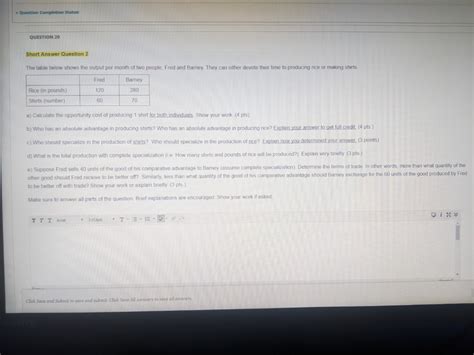 solved question completion status question 20 short answer