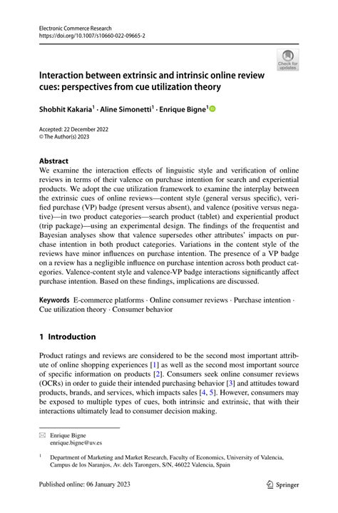 Pdf Interaction Between Extrinsic And Intrinsic Online Review Cues
