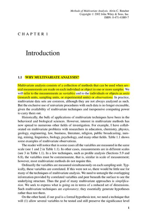 Introduction To Multivariate Analysis Page 21 24 Of Referrence Book 1