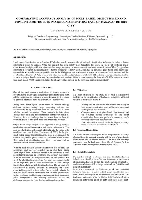 pdf comparative accuracy analysis of pixel based object based and
