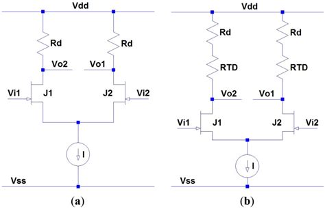 A Classic Resistive Load Jfet Differential Amplifier B Modified Download Scientific