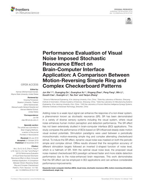 Pdf Performance Evaluation Of Visual Noise Imposed Stochastic