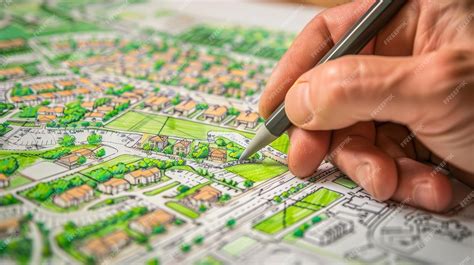Premium Photo Illustrate An Architect Drawing A Detailed Site Plan For A New Urban Development