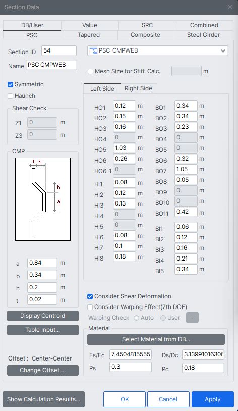 Section Properties Psc Midas Support