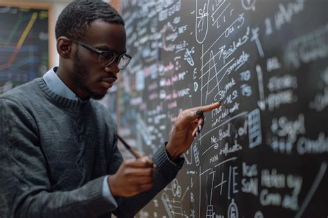 A Teacher Explains A Complex Math Problem Written On A Blackboard A Teacher Demonstrating A