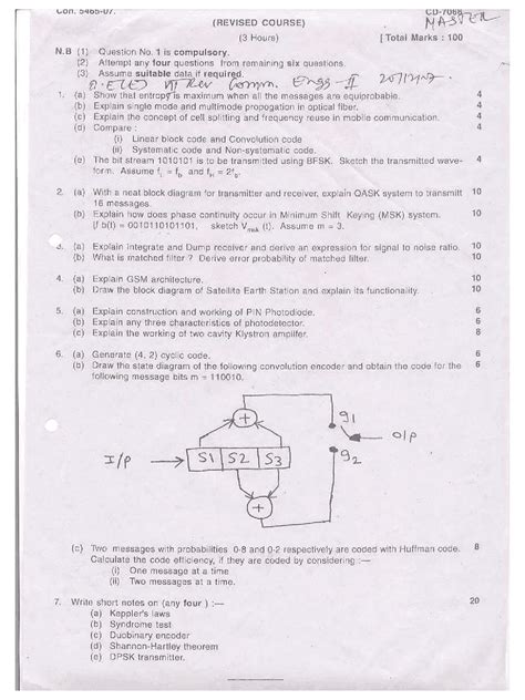 Communication Engineering Exam Paper Electrical Engineering 7th