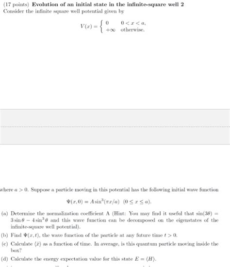 Solved 17 Points Evolution Of An Initial State In The