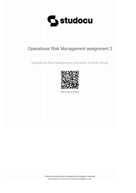 Operational Risk Management Assignment 2 Score 100 New 2025 Update