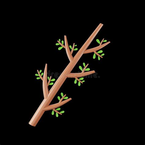3d Render Of Tree Branch Element In Green And Brown Stock Illustration