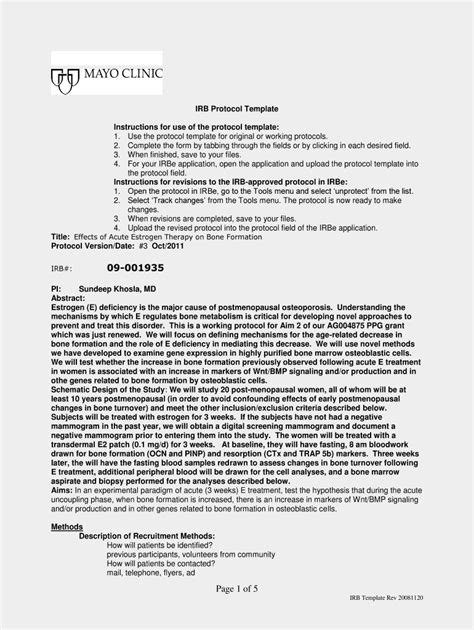 Fillable Online Irb Protocol Template Fax Email Print Pdffiller