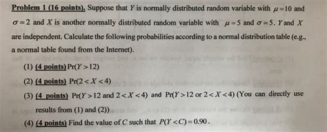 solved suppose that y is normally distributed random