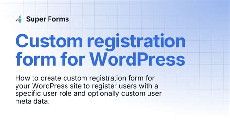 Custom Registration Form For Wordpress Super Forms