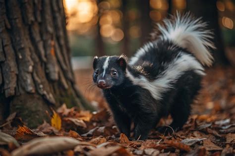 Beautiful Skunk In Its Natural Habitat Premium Ai Generated Image