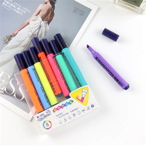 Rotulador Fluorescente De 8 Colores Para Dibujo R Grandado