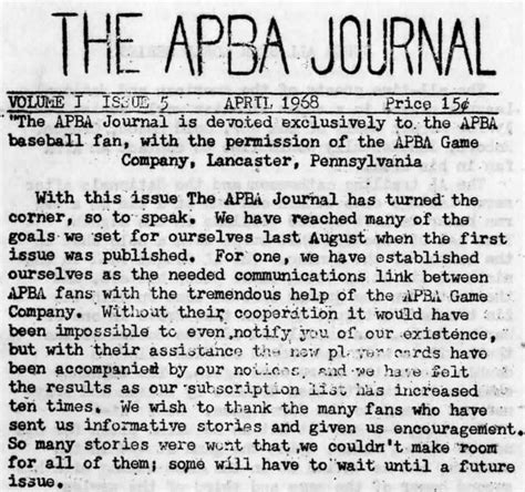 Apbas Relationship With The Apba Journal