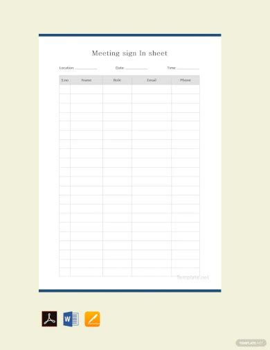 Free 12 Sample Meeting Sign In Sheet Templates In Ms Word Pdf