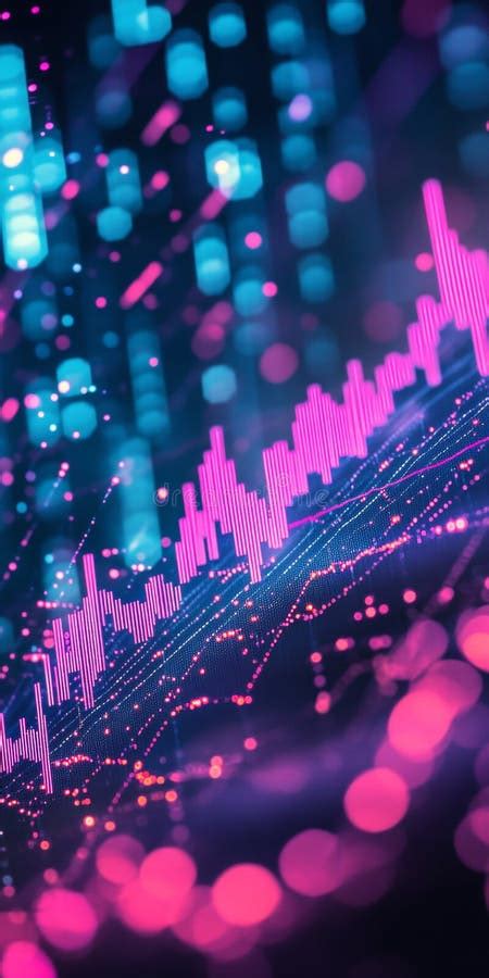 Abstract Digital Waveform Visualization With Bright Neon Colors And