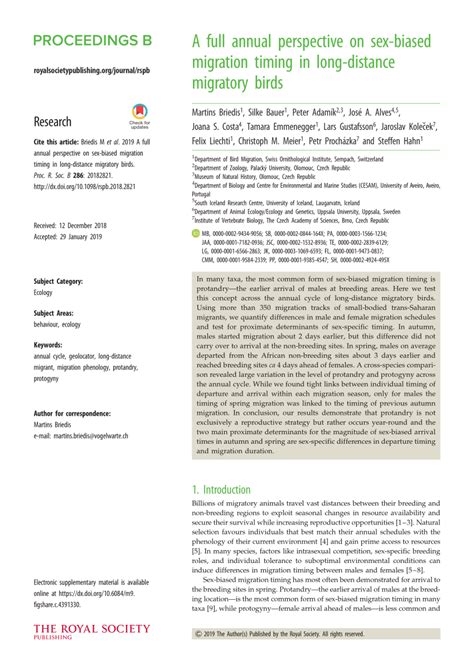 Pdf A Full Annual Perspective On Sex Biased Migration Timing In Long