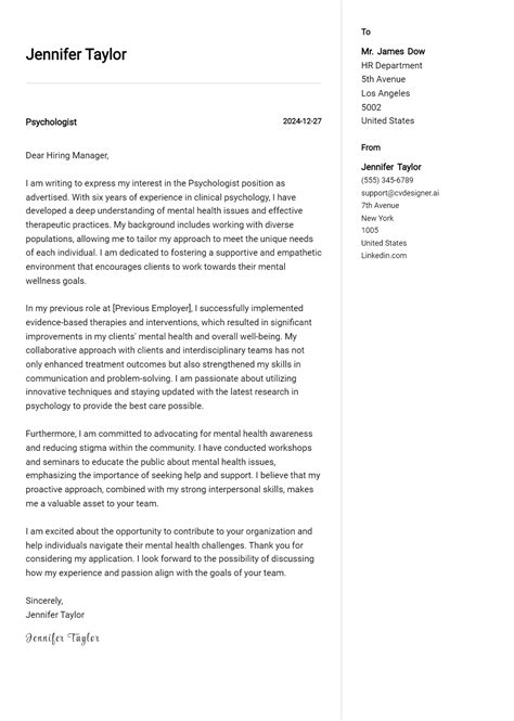 16 Psychologist Cover Letter Examples And Templates For 2025 With