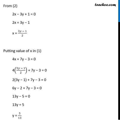 Misc 11 Line Passing Through Point Of Intersection Of 4x 7y 3 0