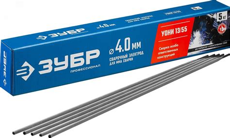 Электроды УОНИ 13/55 с основным покрытием, d 4.0 х 450 мм, 5 кг в ...