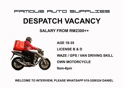 Look For Dispatch Job Famous Auto Supplies Sdn Bhd