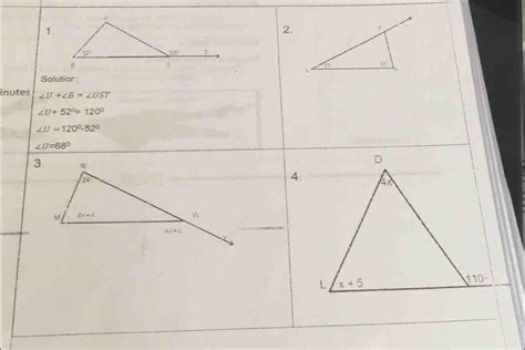 solved 1 2 solutior inutes ∠ u ∠ b ∠ ust ∠ u 52° 120° ∠ u 120 0 52