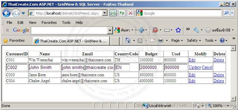 Aspnet Gridview Control Sql Server 200020052008 Systemdata